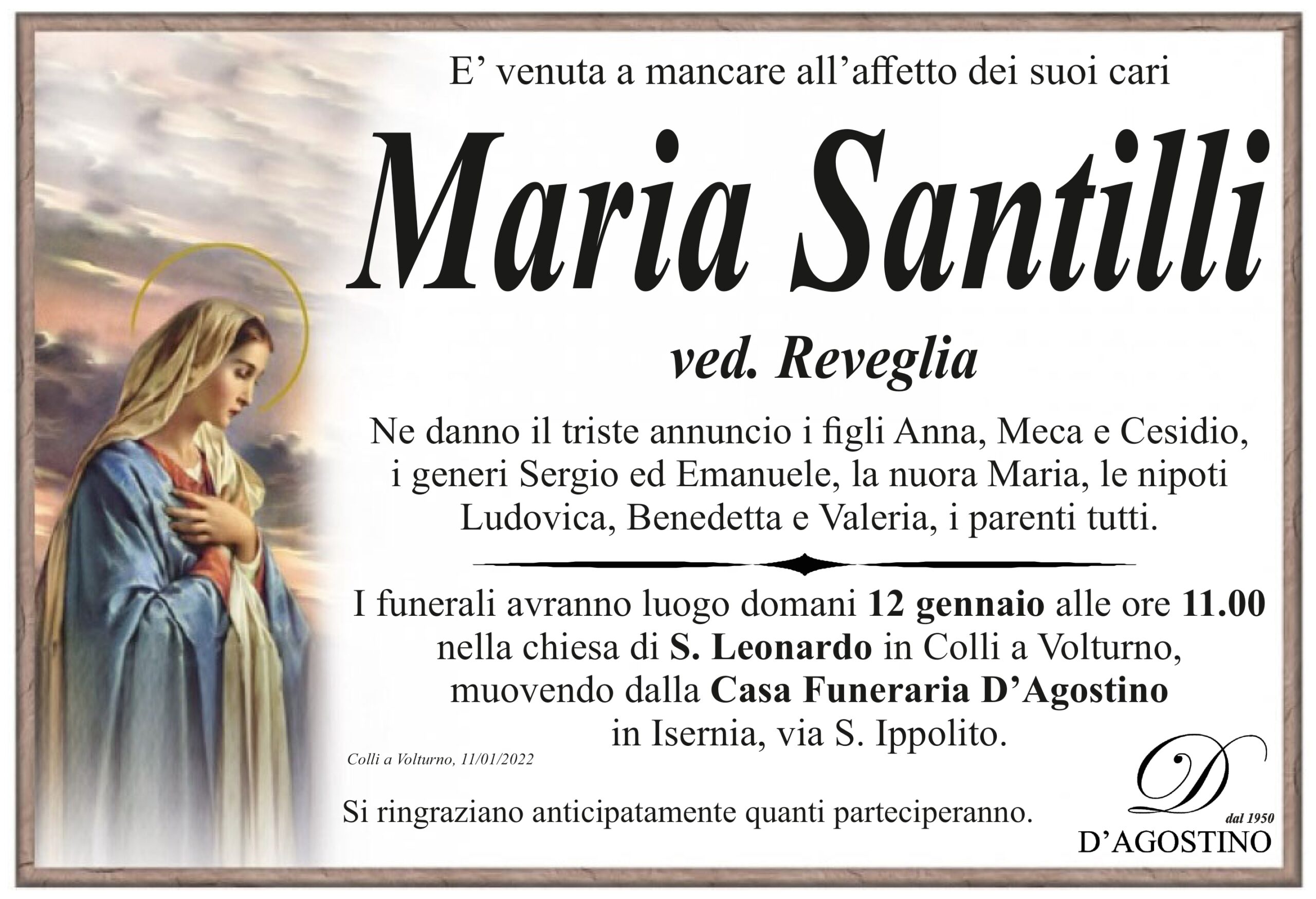 Maria Santilli - ONORANZE FUNEBRI D'AGOSTINO
