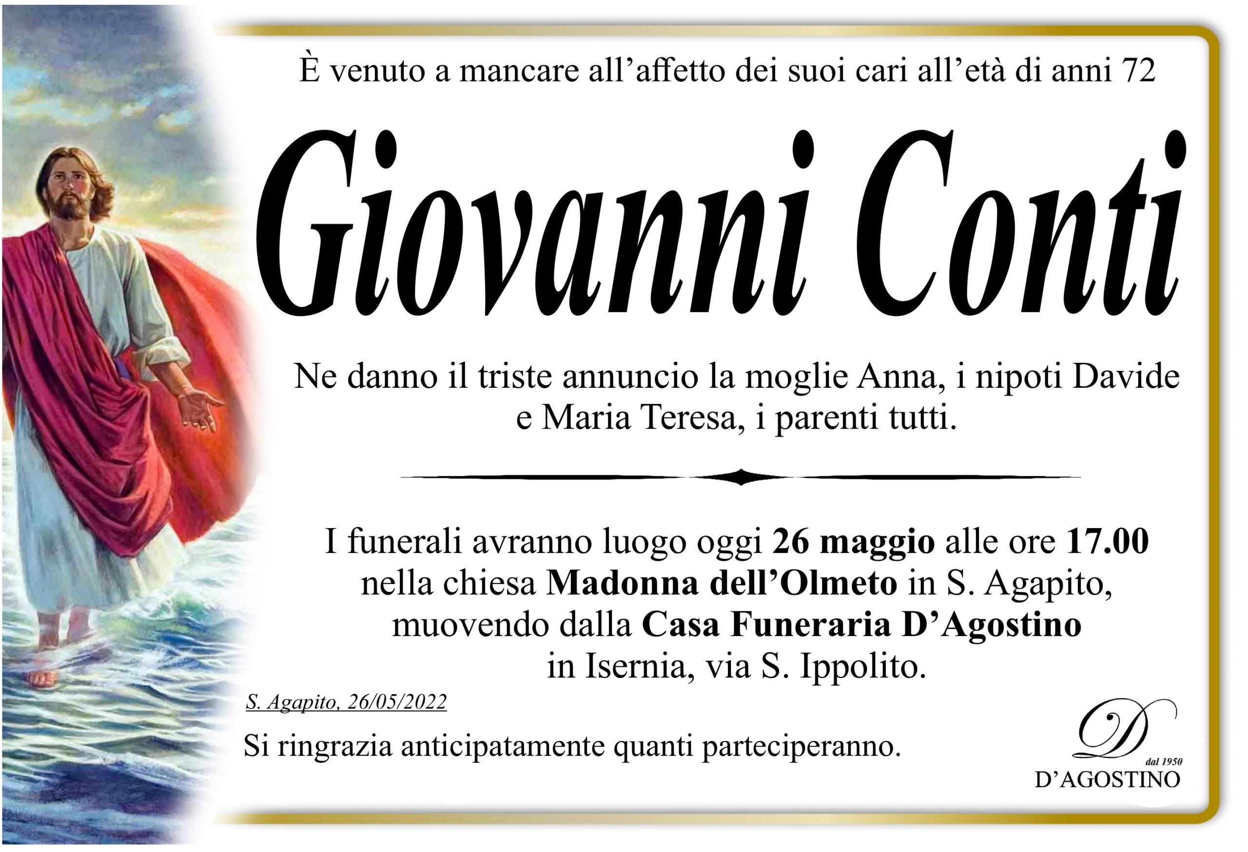 GIovanni Conti - ONORANZE FUNEBRI D'AGOSTINO