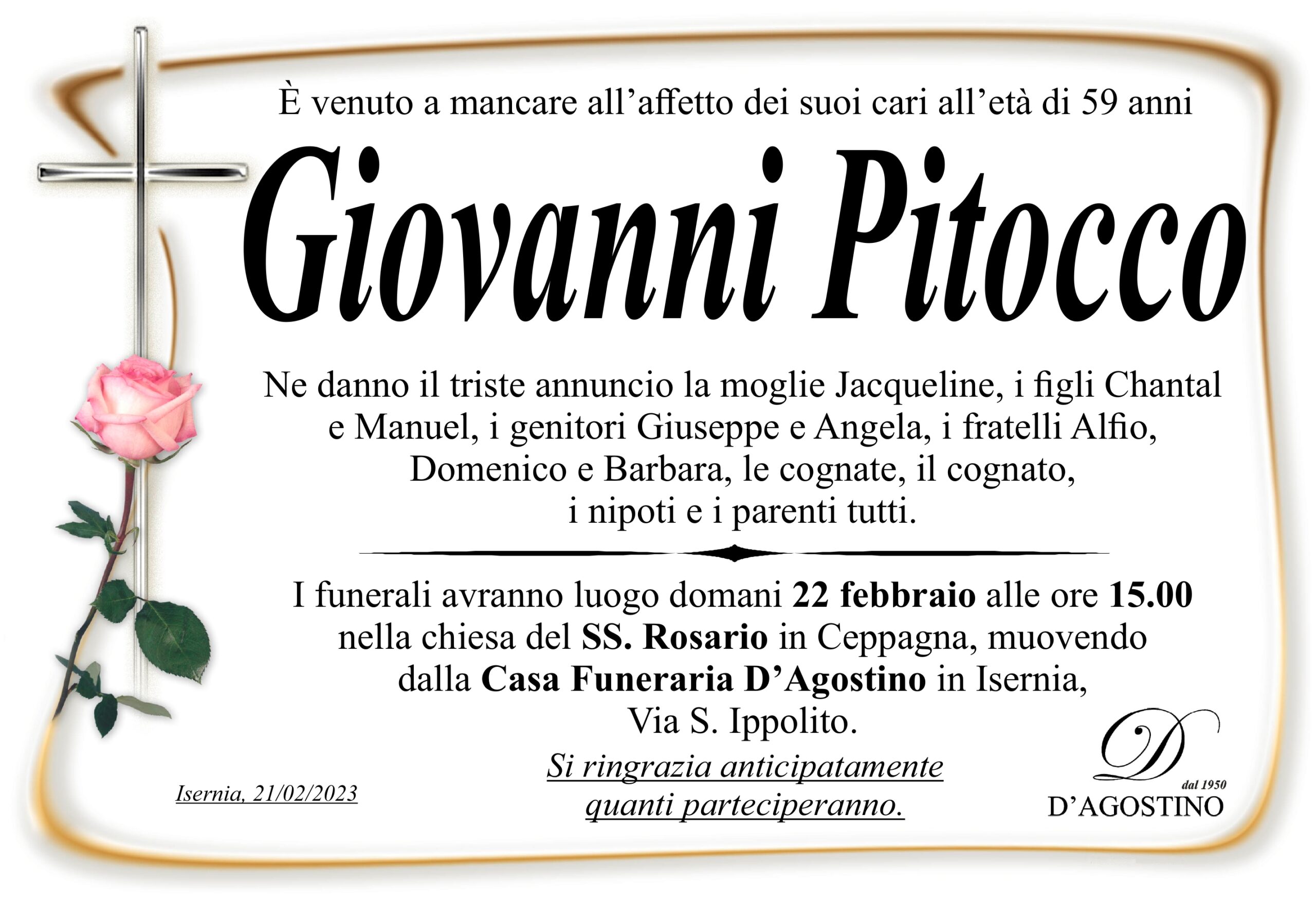 Giovanni Pitocco - ONORANZE FUNEBRI D'AGOSTINO